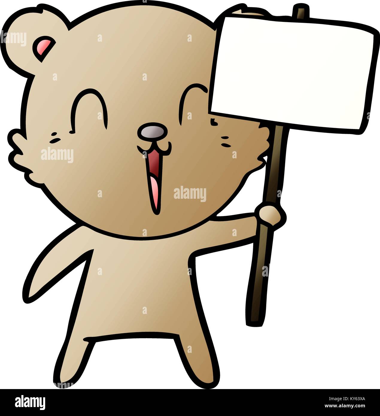 happy cartoon bear with placard Stock Vector Image & Art - Alamy