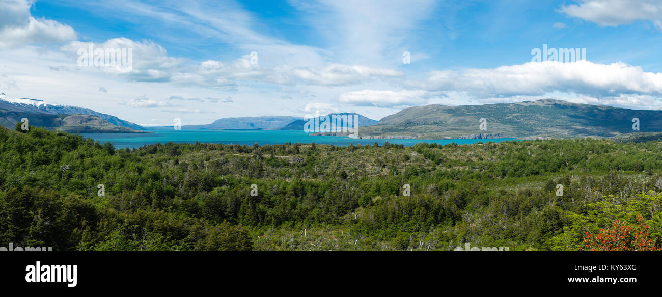 Panoramic view of Lago del Toro, Torres del Paine National Park, Chile ...