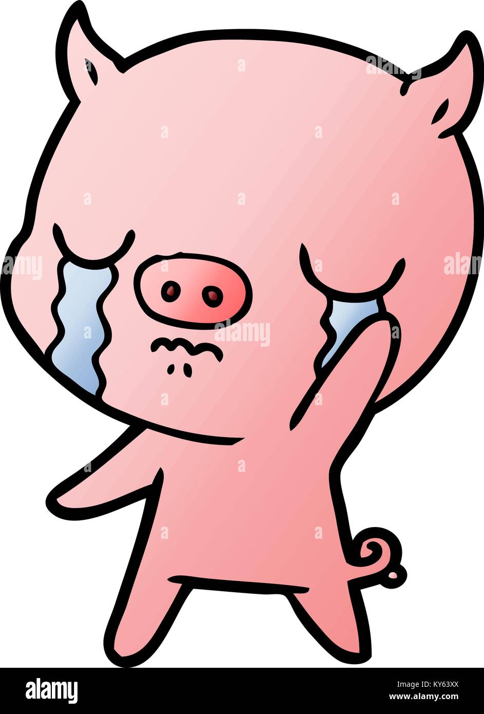 cartoon pig crying waving goodbye Stock Vector Image & Art - Alamy