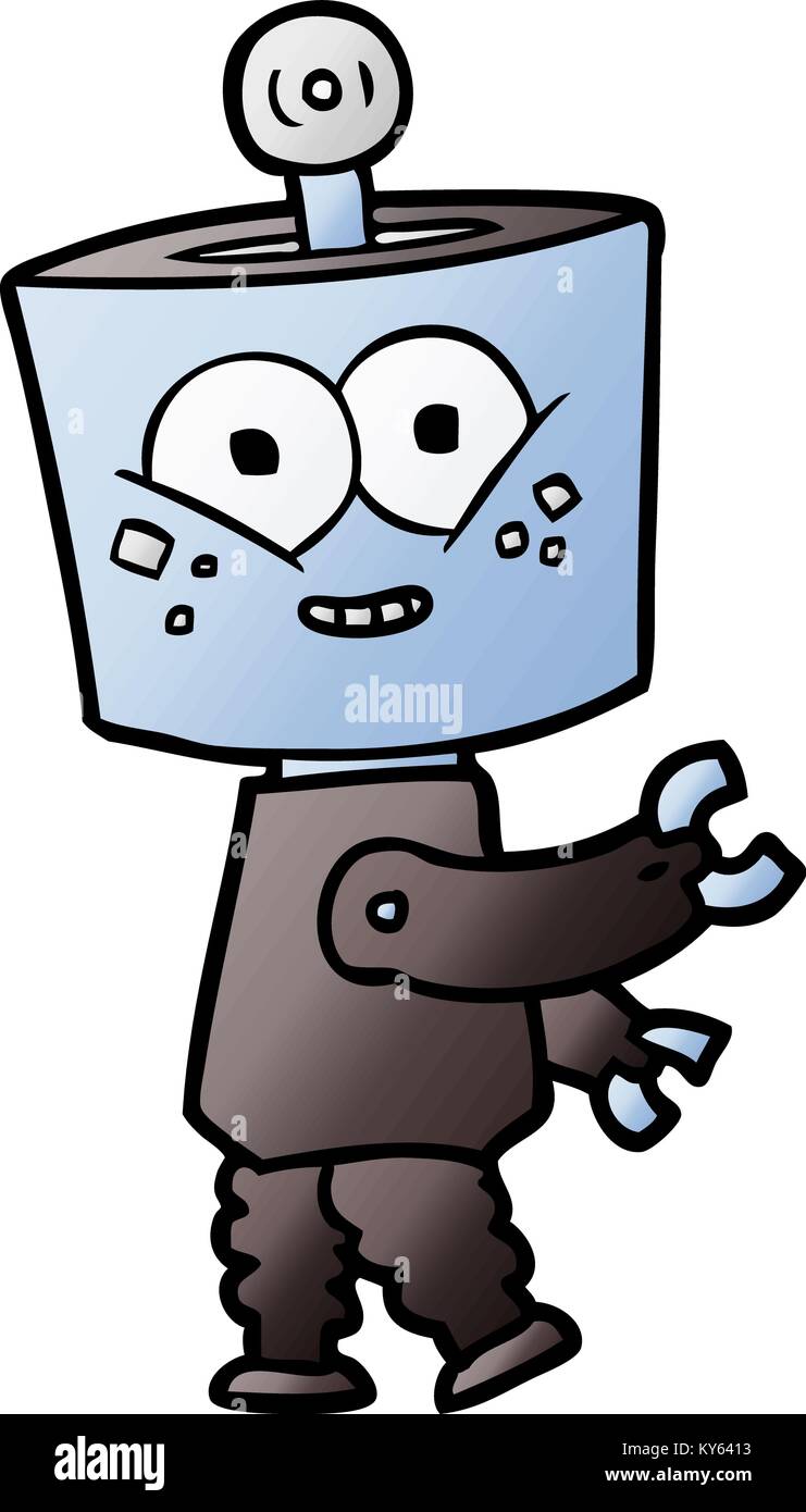 happy cartoon robot Stock Vector Image & Art - Alamy
