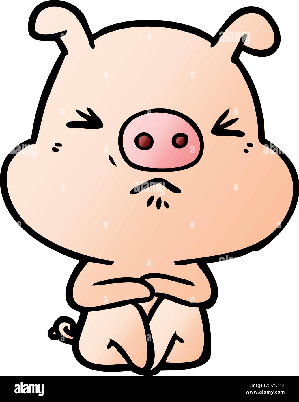 cartoon angry pig sat waiting Stock Vector Image & Art - Alamy