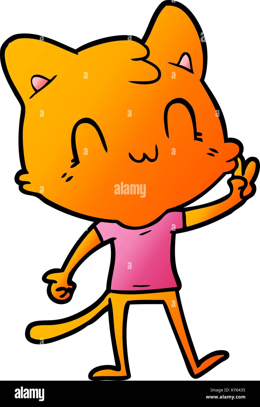 cartoon happy cat giving peace sign Stock Vector Image & Art - Alamy