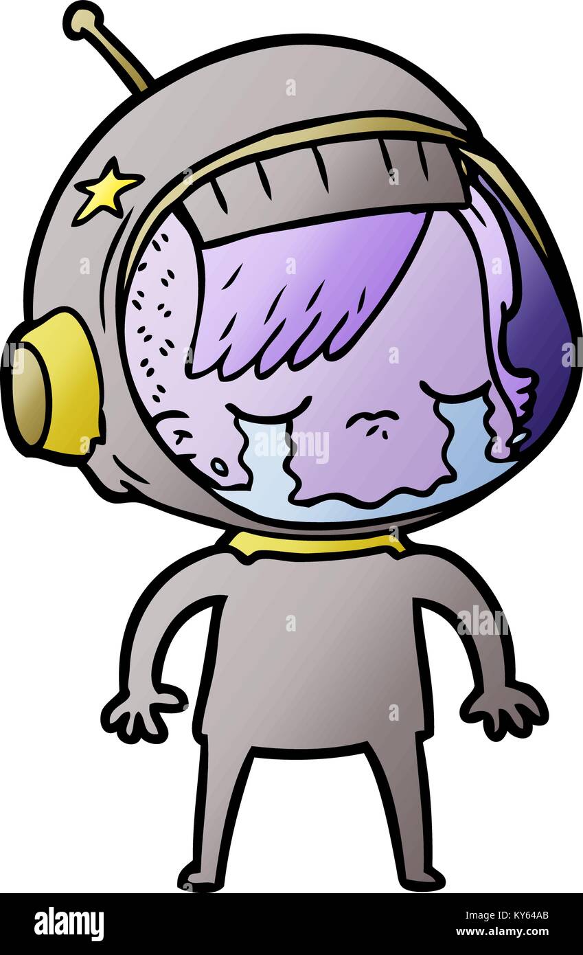 cartoon crying astronaut girl Stock Vector Image & Art - Alamy