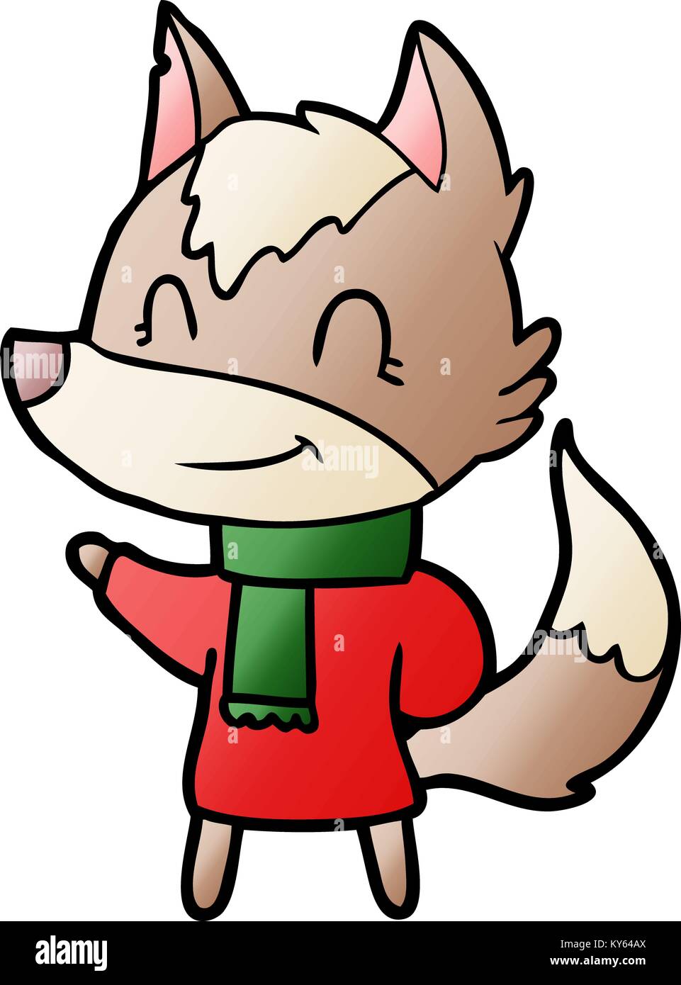 friendly cartoon wolf in winter clothes Stock Vector Image & Art - Alamy