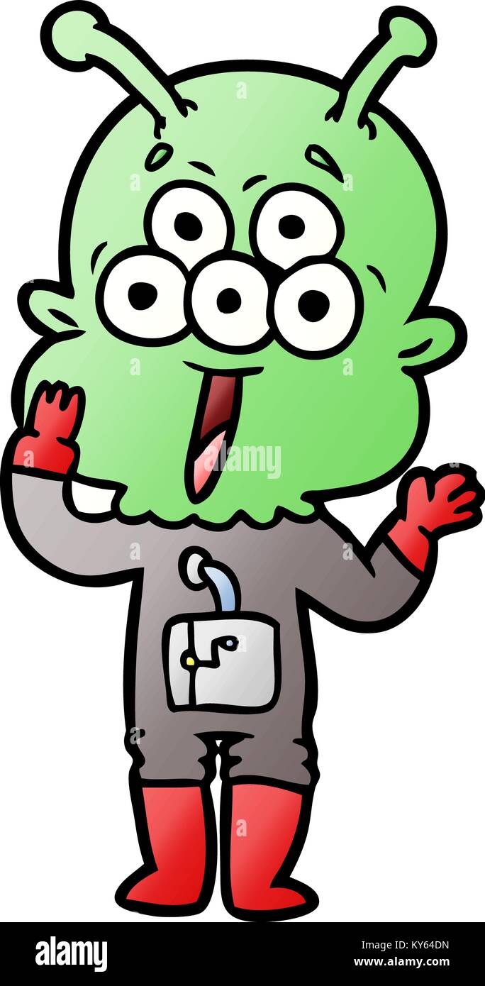 happy cartoon alien Stock Vector Image & Art - Alamy
