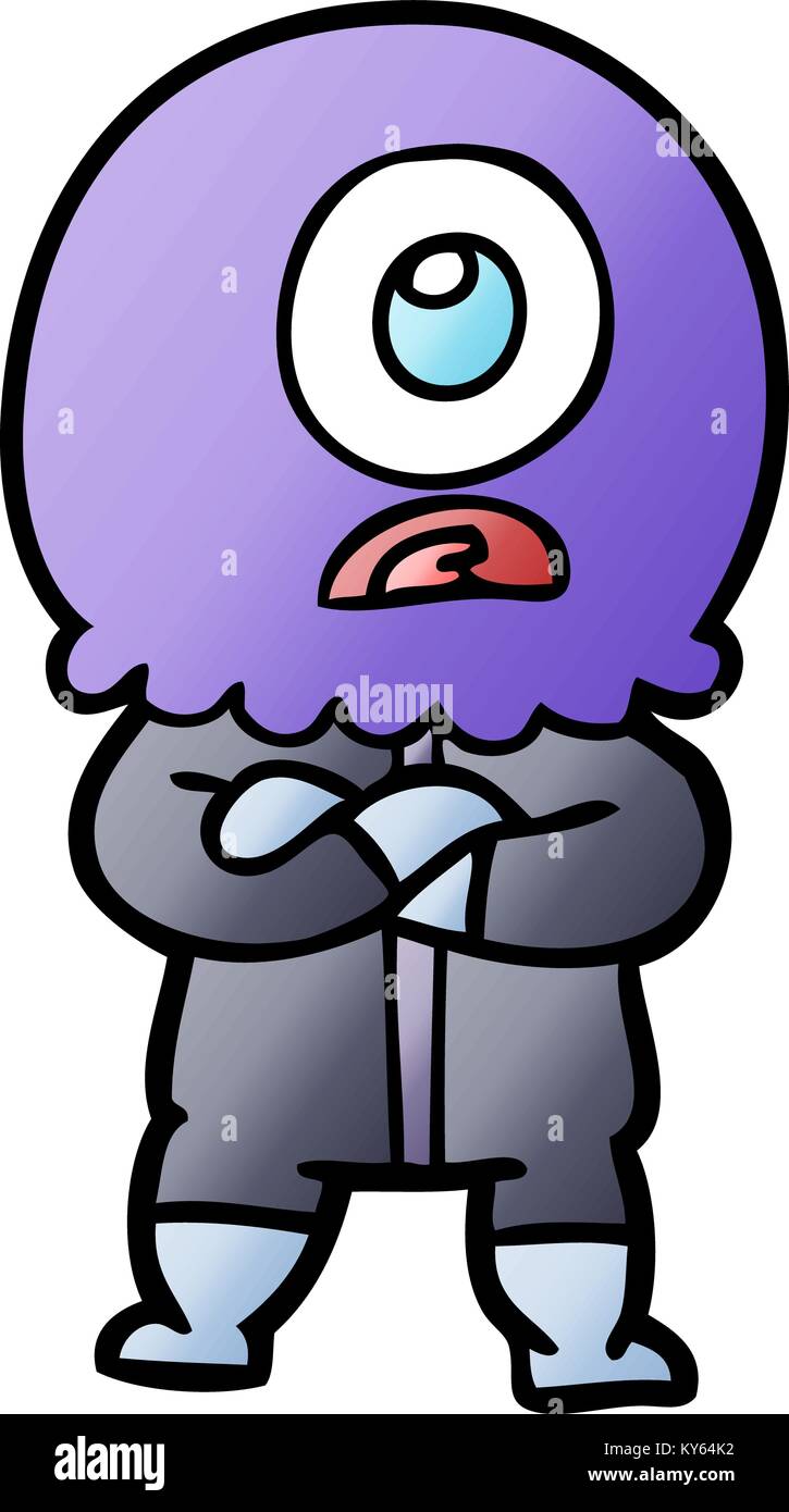 annoyed cartoon cyclops alien spaceman Stock Vector Image & Art - Alamy