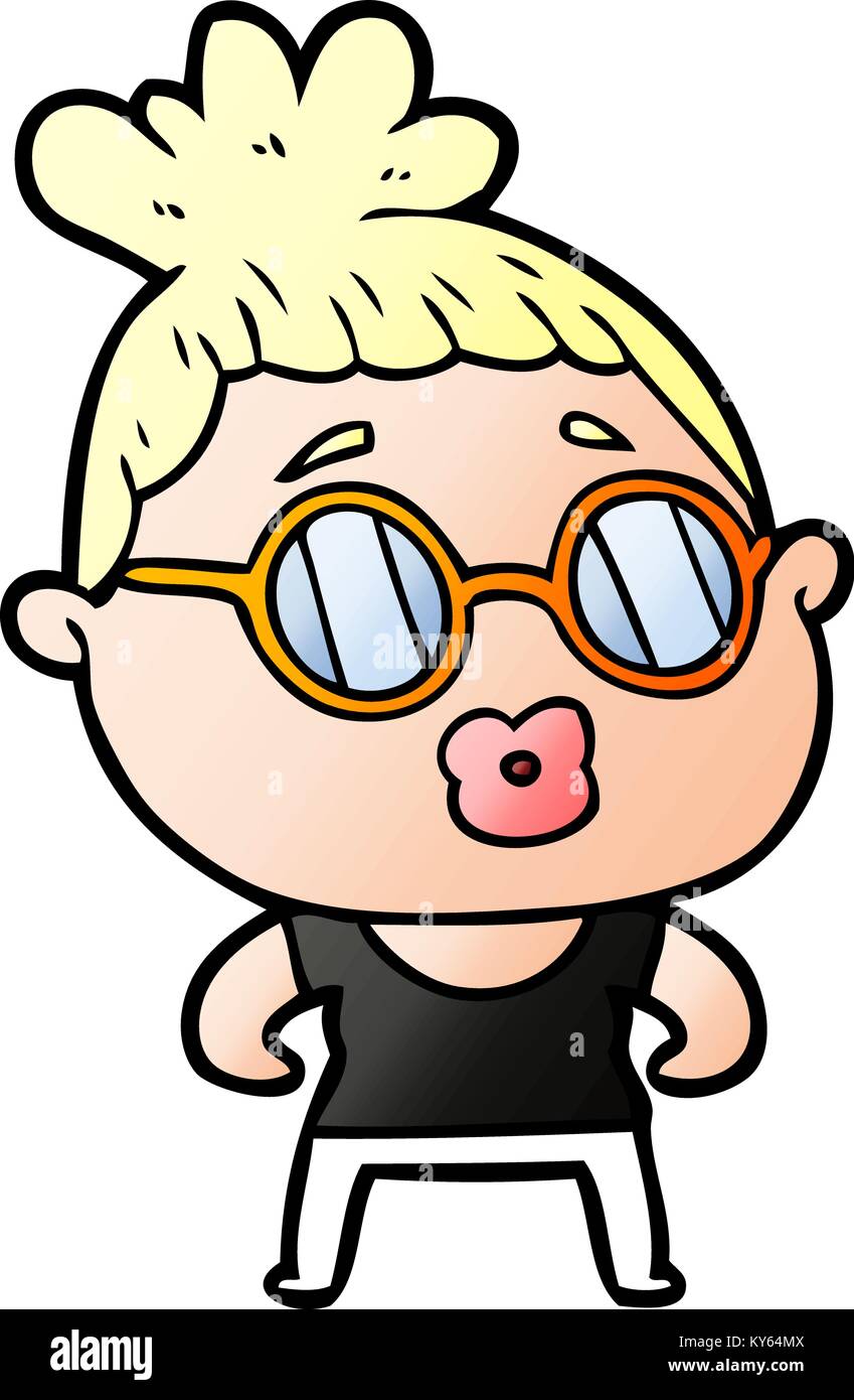 cartoon woman wearing spectacles Stock Vector Image & Art - Alamy