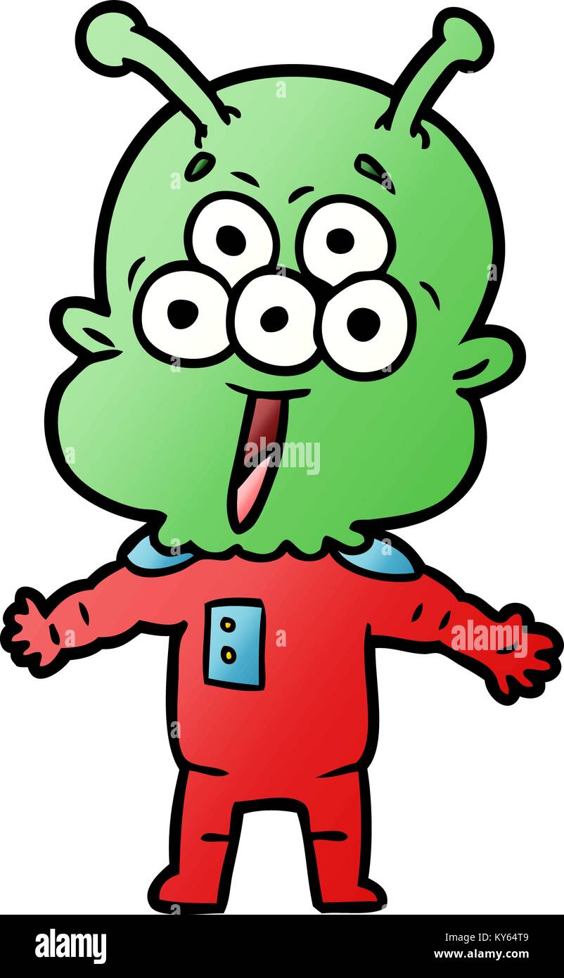 happy cartoon alien Stock Vector Image & Art - Alamy