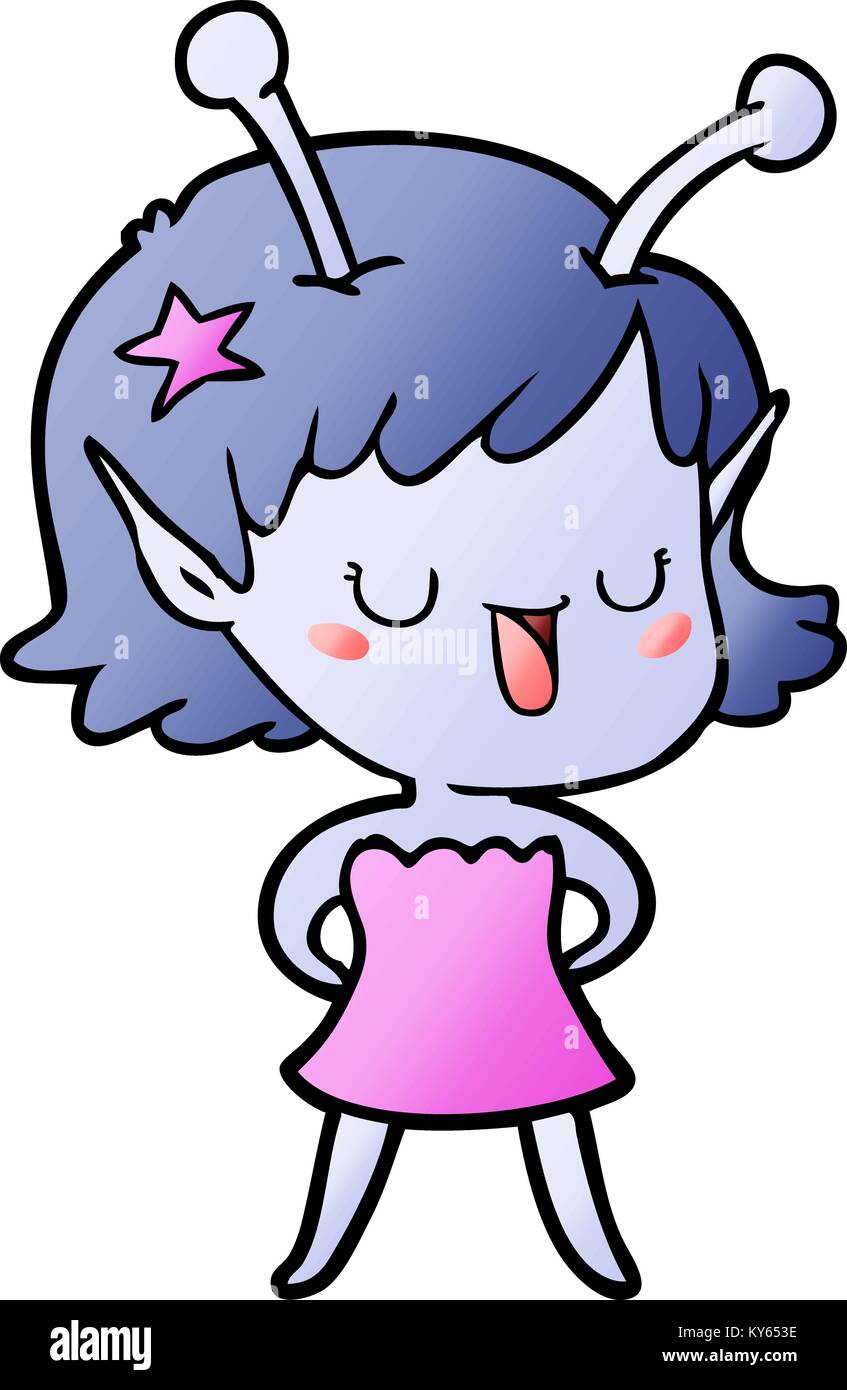 happy alien girl cartoon Stock Vector Image & Art - Alamy