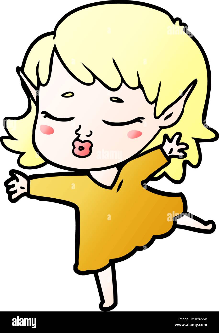 pretty cartoon elf girl dancing Stock Vector Image & Art - Alamy