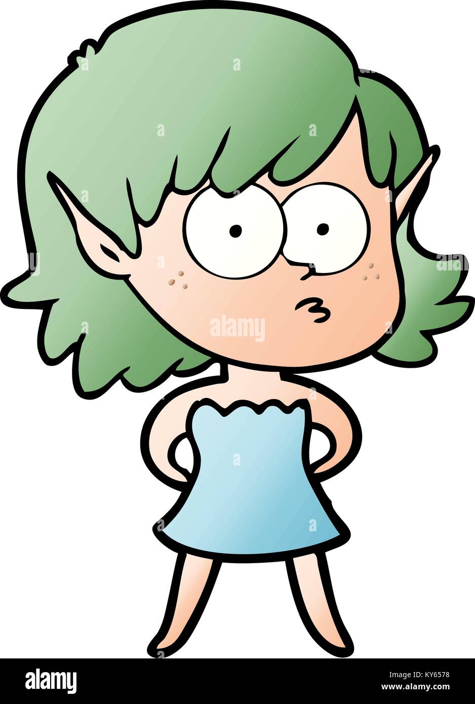 cartoon elf girl in dress Stock Vector Image & Art - Alamy