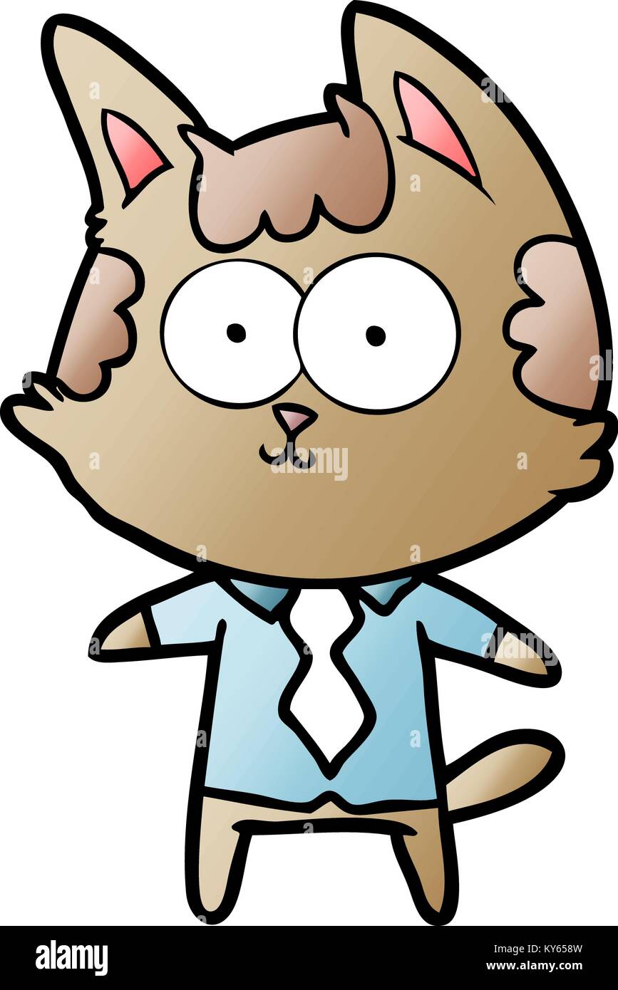 happy cartoon cat office worker Stock Vector Image & Art - Alamy