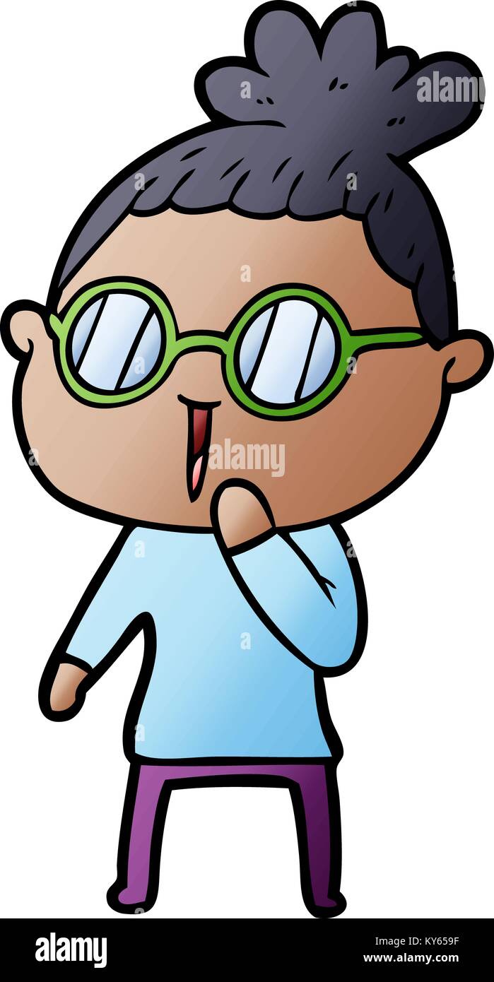 cartoon woman wearing spectacles Stock Vector Image & Art - Alamy