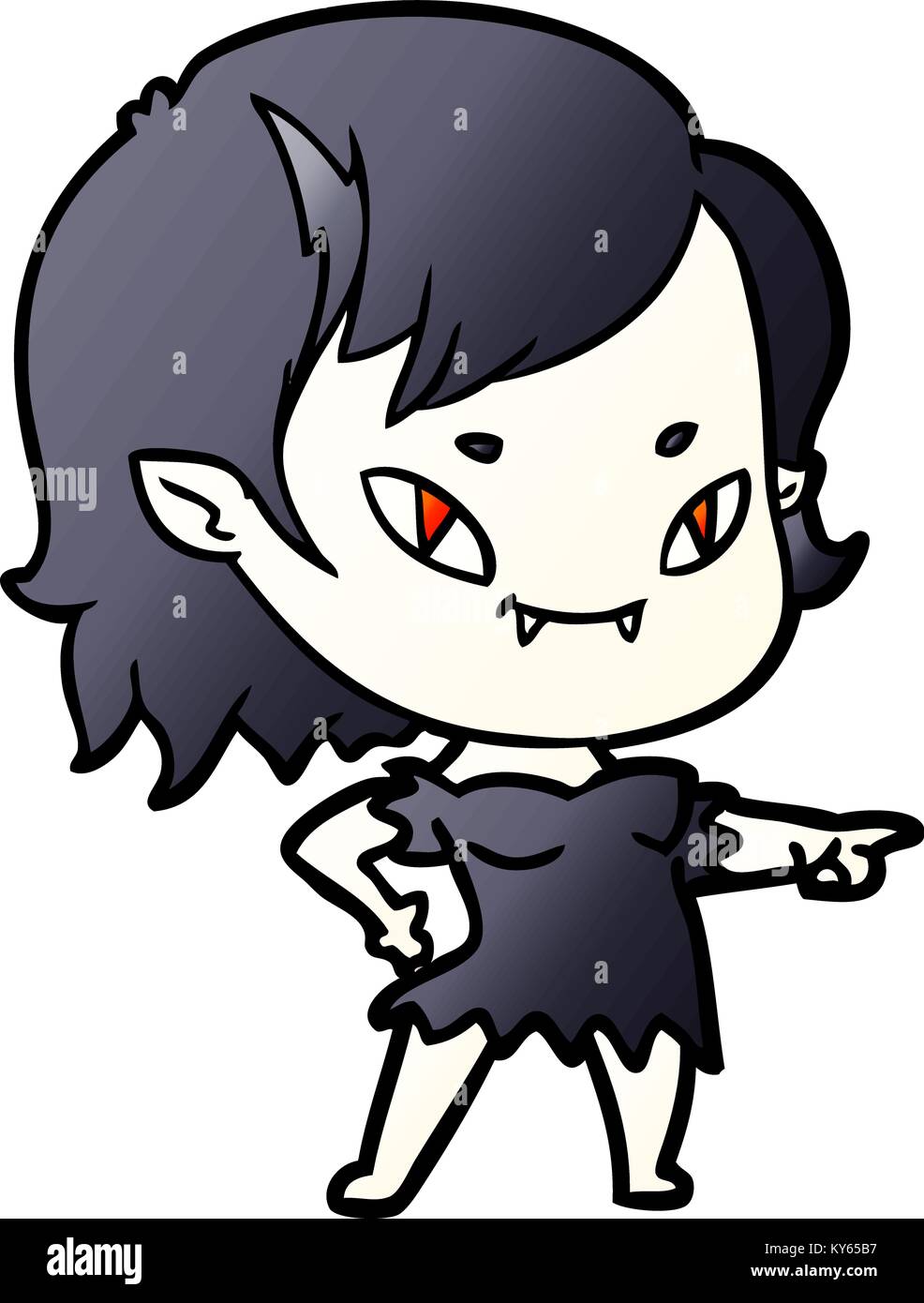 cartoon friendly vampire girl pointing Stock Vector Image & Art - Alamy