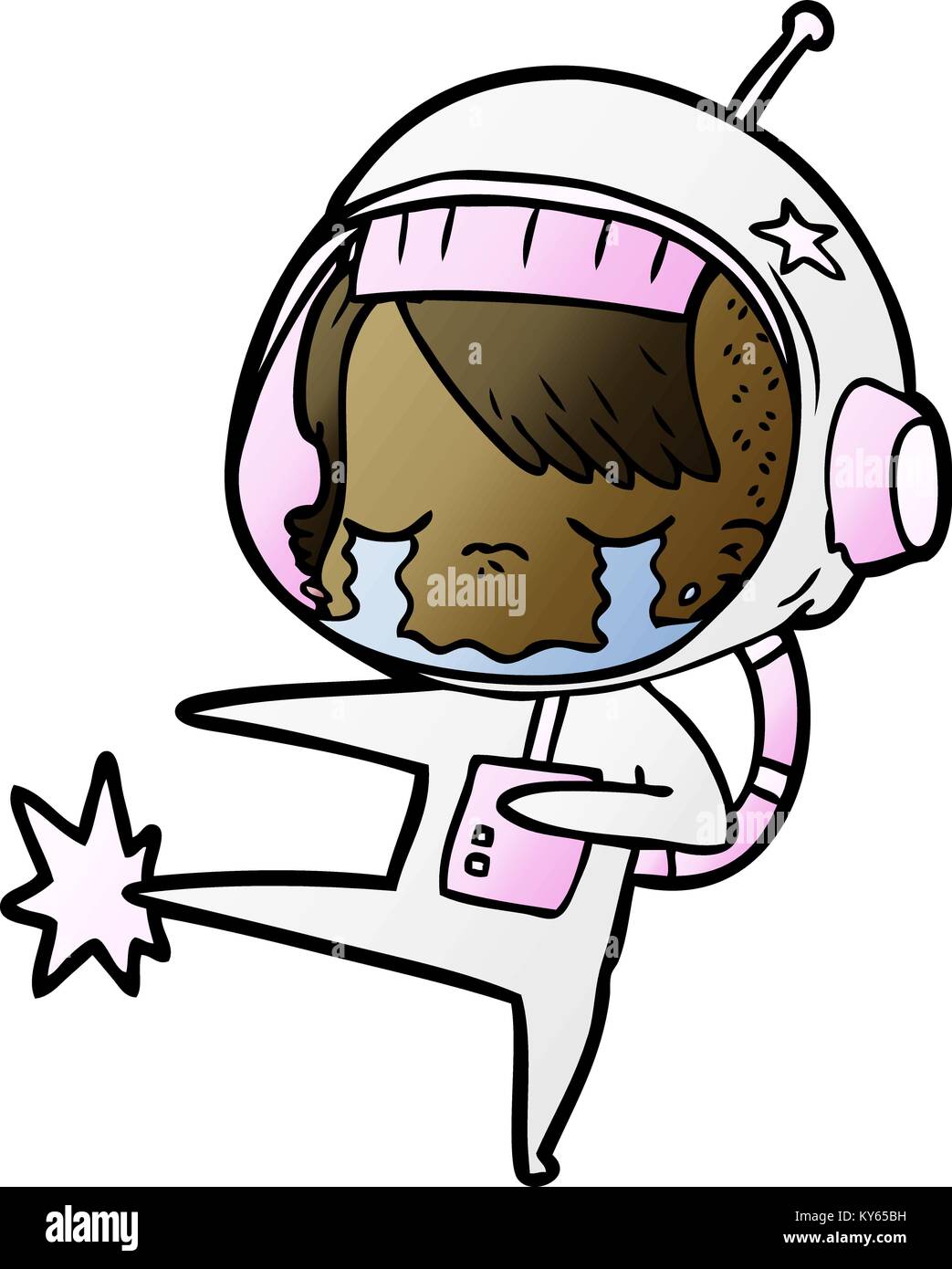 cartoon crying astronaut girl kicking Stock Vector Image & Art - Alamy