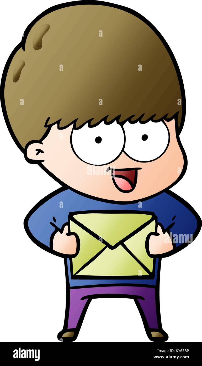 happy cartoon boy with present Stock Vector Image & Art - Alamy