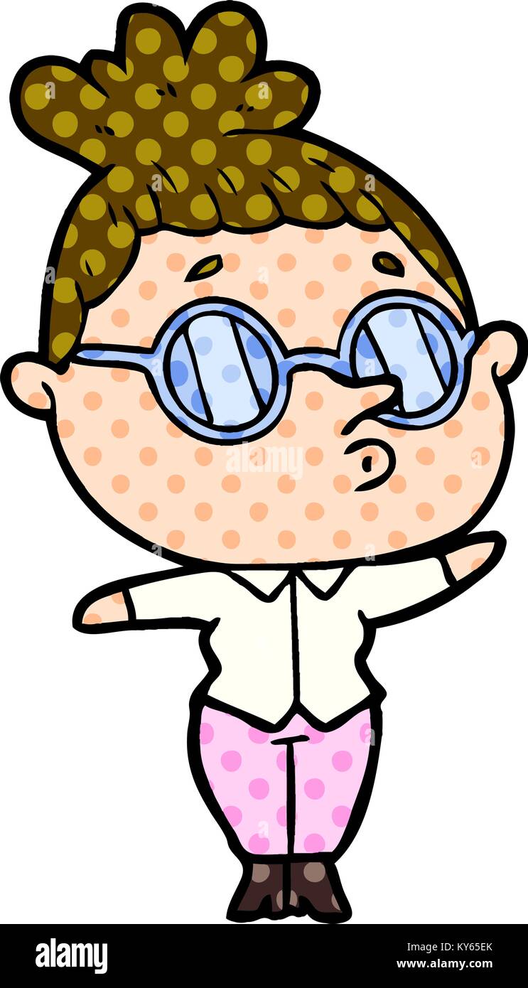 cartoon woman wearing glasses Stock Vector Image & Art - Alamy