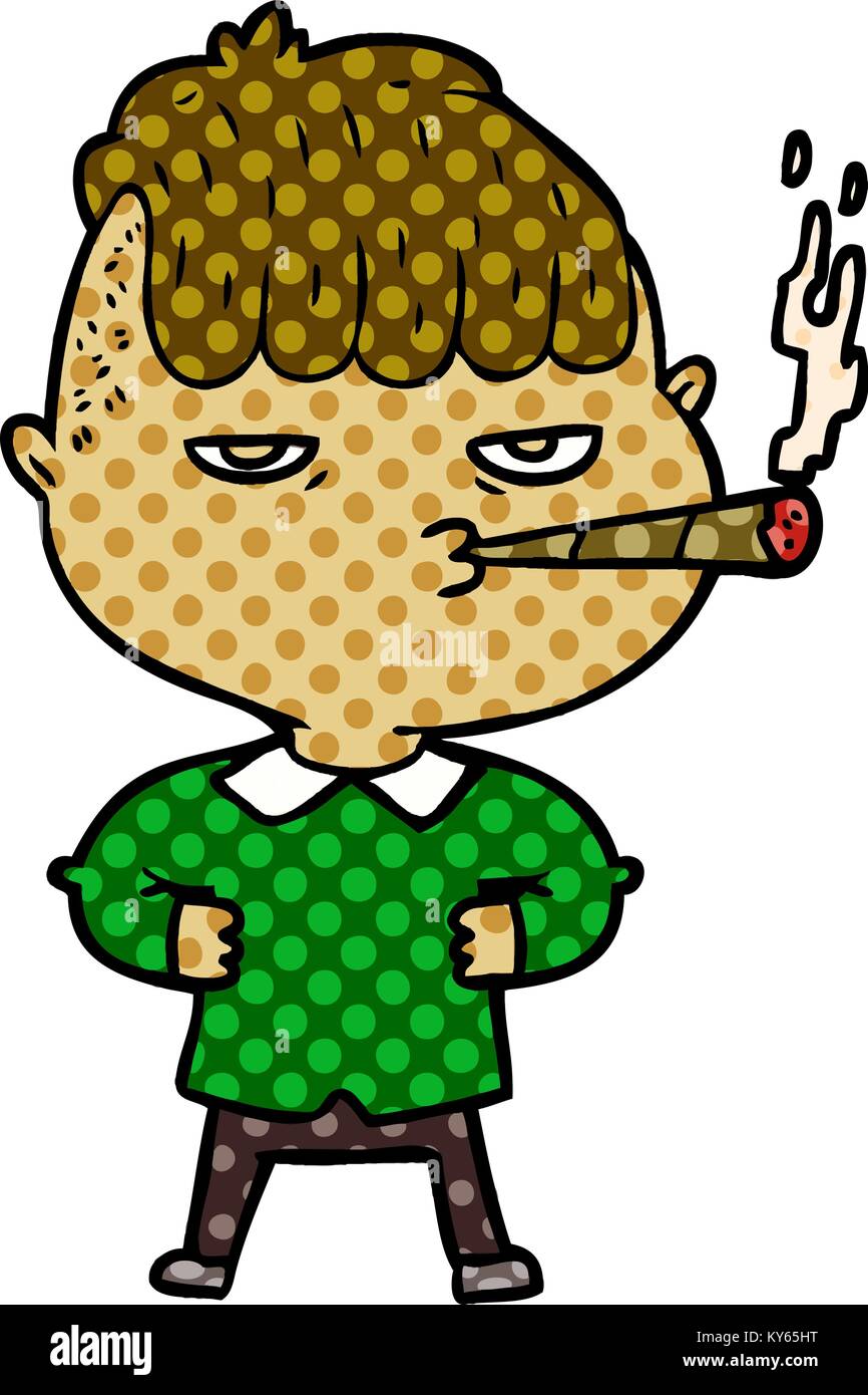 Man Smoking Cigarette Cartoon Illustration High Resolution Stock ...