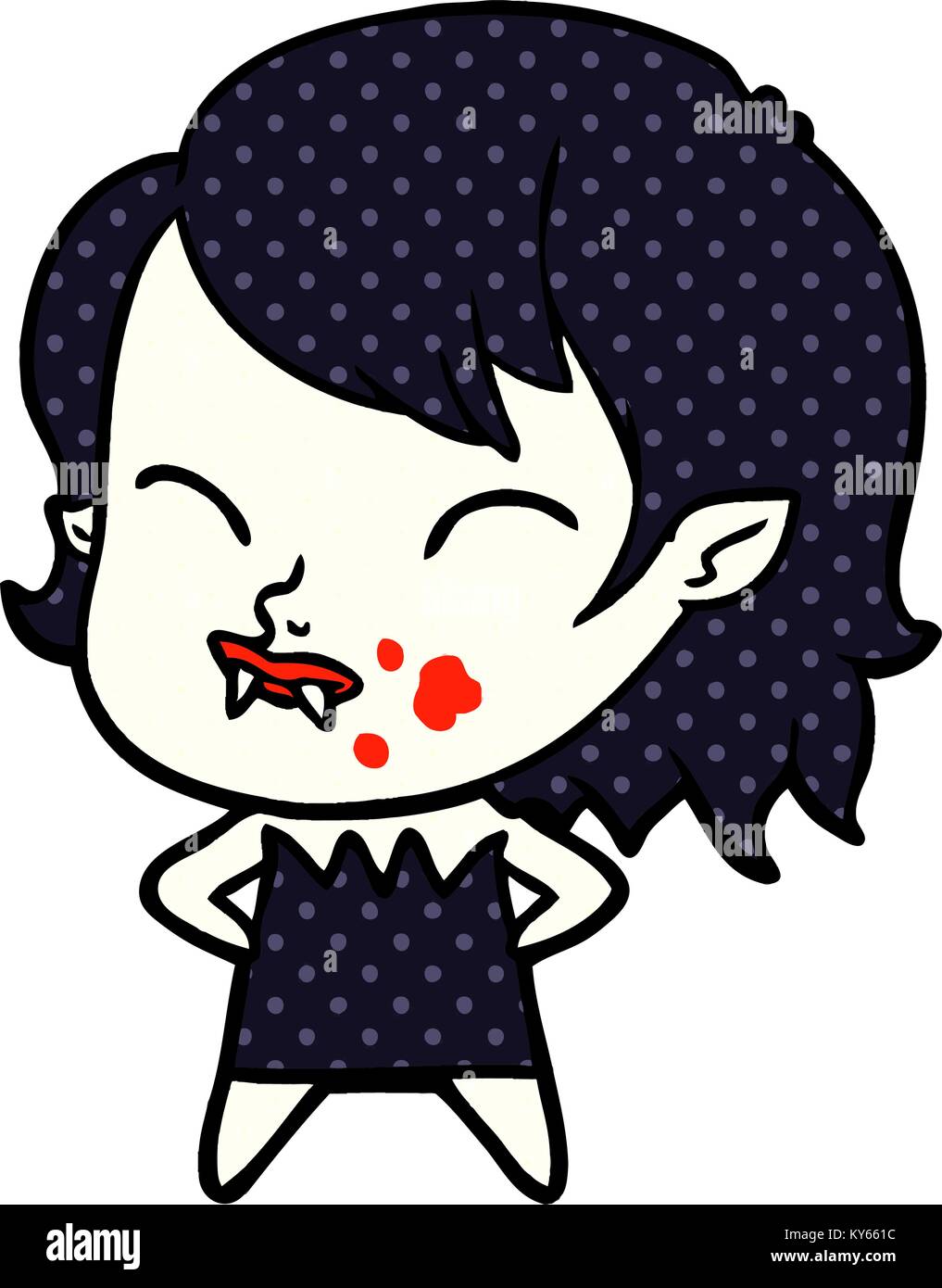 cartoon vampire girl with blood on cheek Stock Vector Image & Art - Alamy