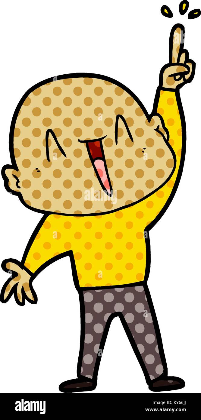 happy cartoon bald man with great idea Stock Vector Image & Art - Alamy