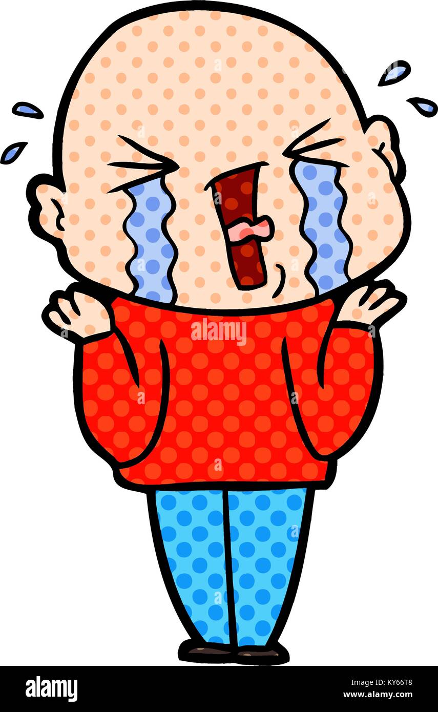 cartoon crying bald man Stock Vector Image & Art - Alamy