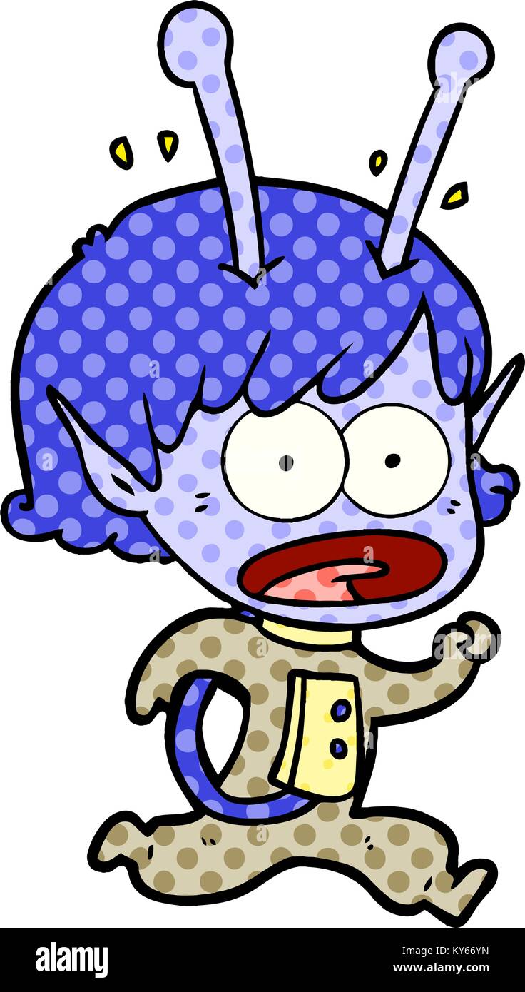 cartoon shocked alien girl Stock Vector Image & Art - Alamy