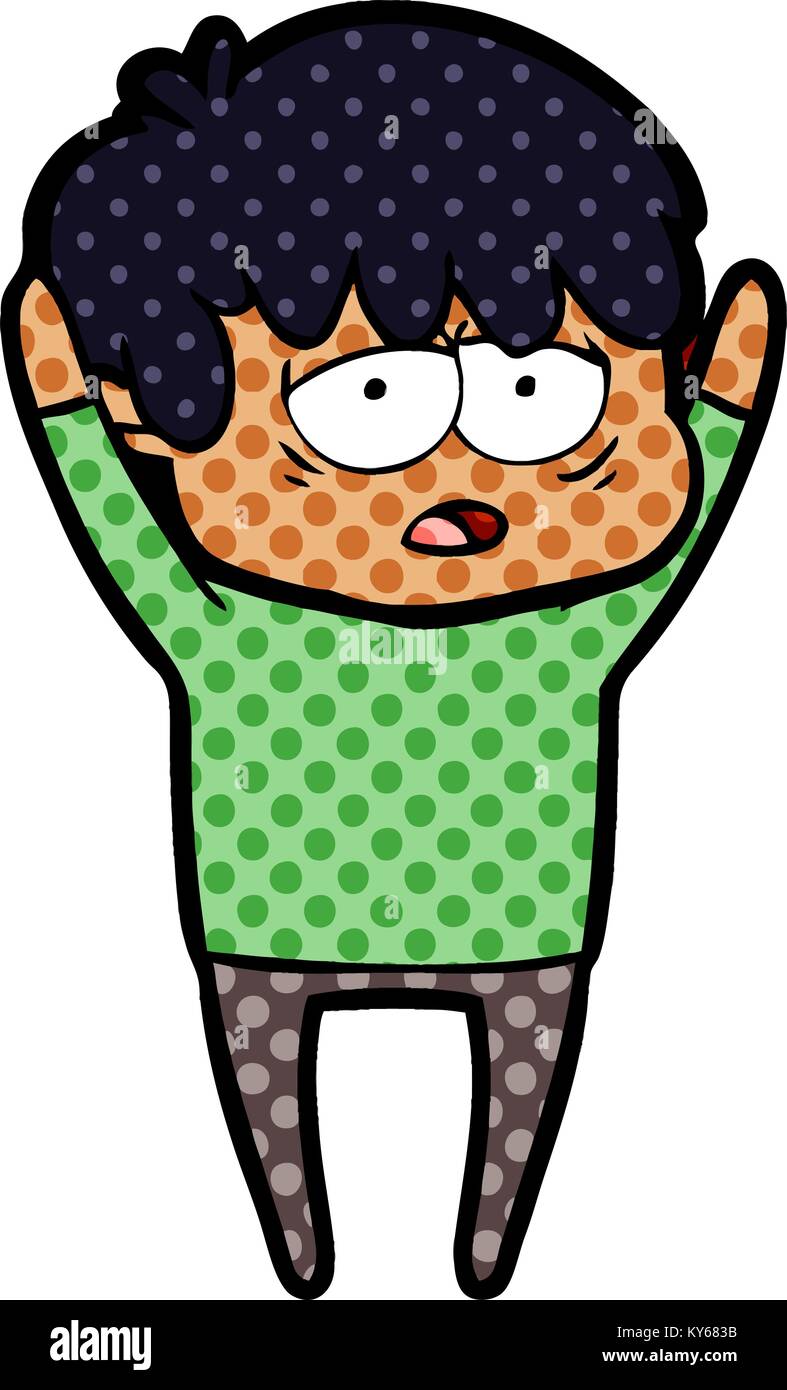 cartoon exhausted boy Stock Vector Image & Art - Alamy