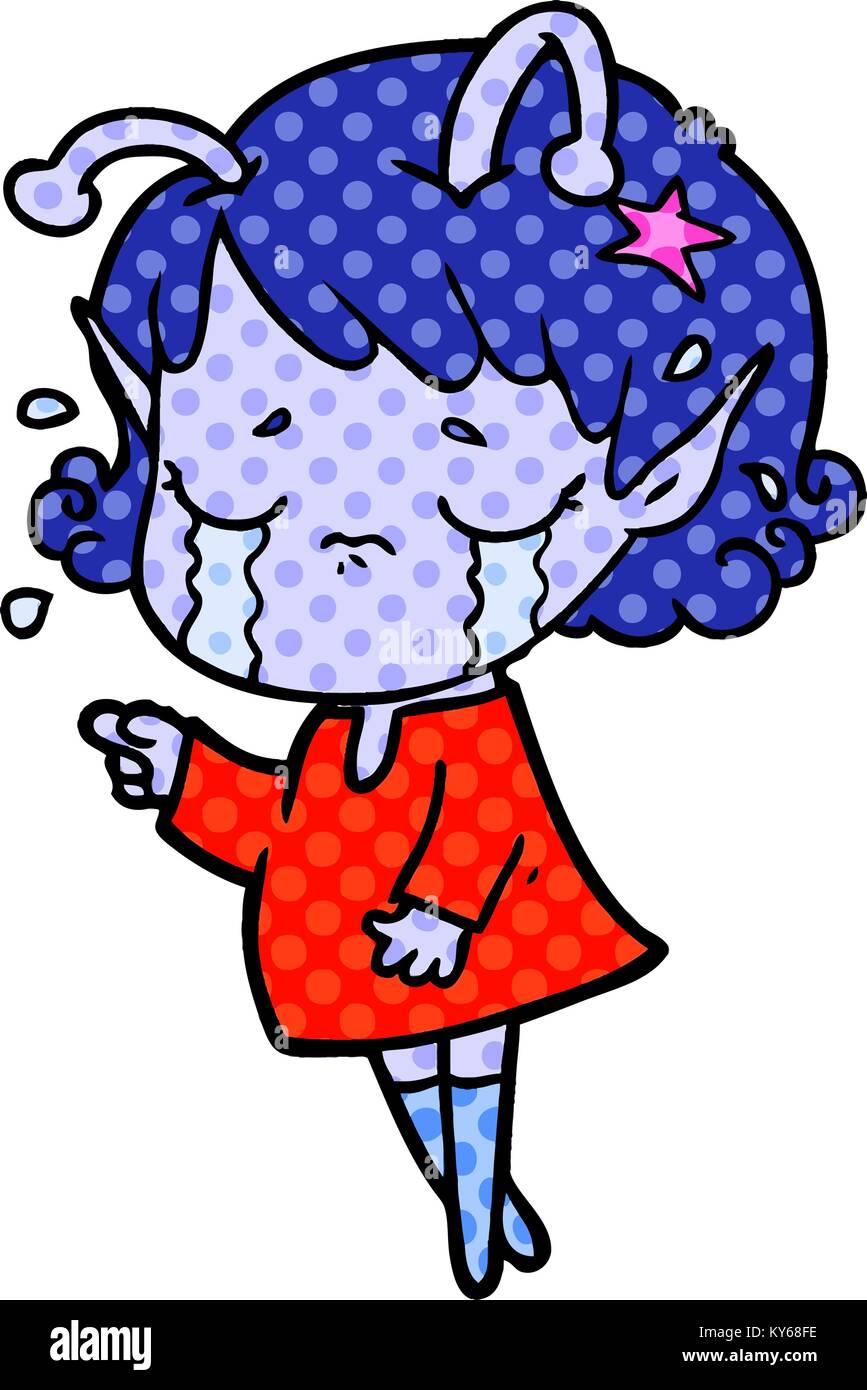 cartoon crying alien girl Stock Vector Image & Art - Alamy
