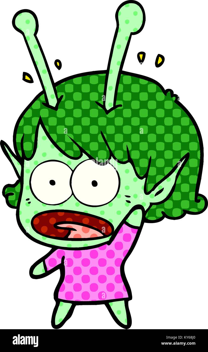 cartoon shocked alien girl Stock Vector Image & Art - Alamy