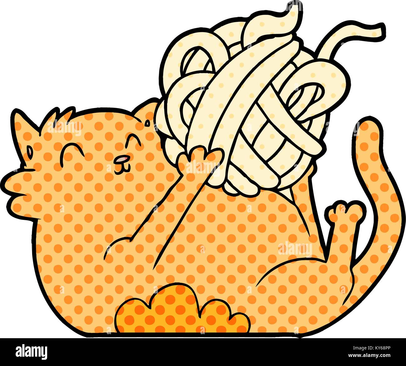 Cartoon Cat Playing Ball Yarn High Resolution Stock Photography and ...