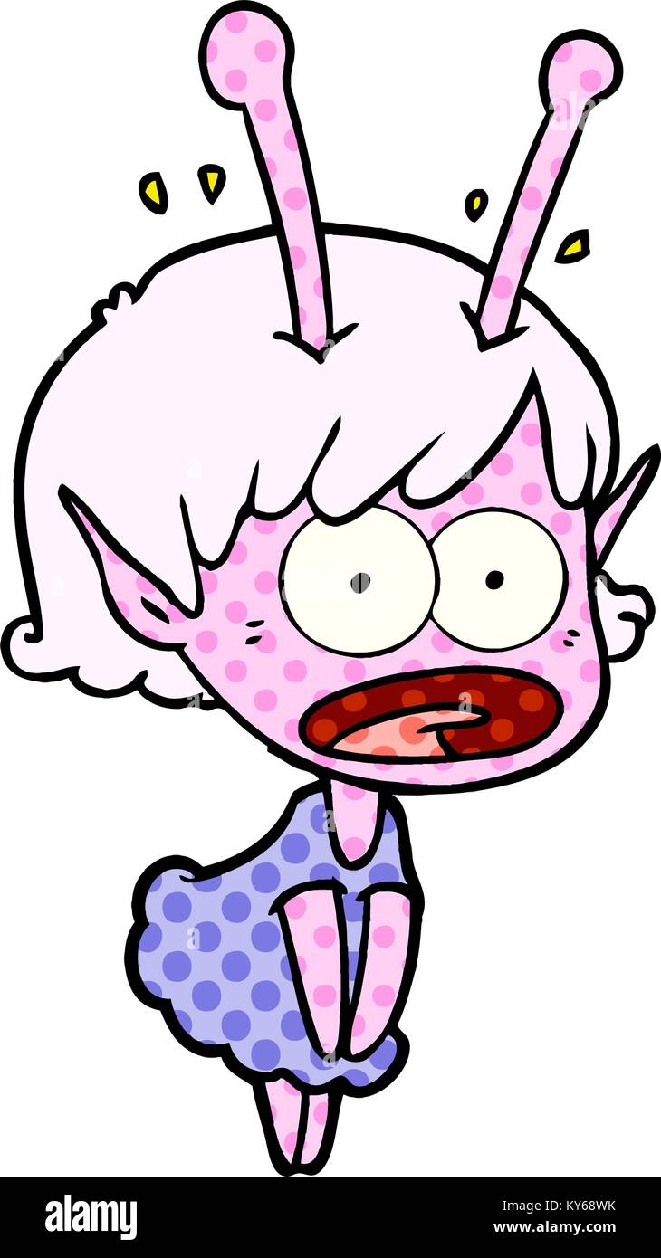 cartoon shocked alien girl Stock Vector Image & Art - Alamy