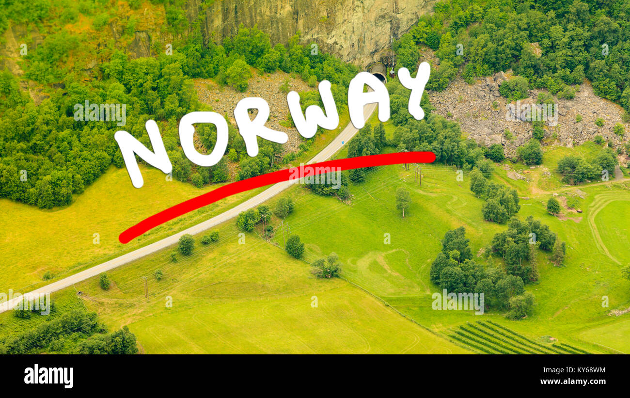 tunnel entrance and road at the norwegian mountains, Norway Scandinavia ...