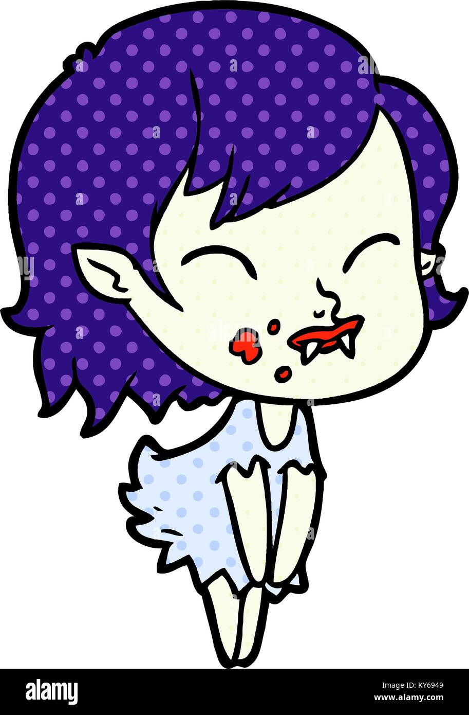 cartoon vampire girl with blood on cheek Stock Vector Image & Art - Alamy