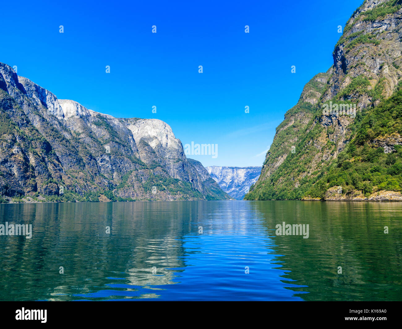 Tourism vacation and travel. Mountains and fjord Sognefjord in Norway ...