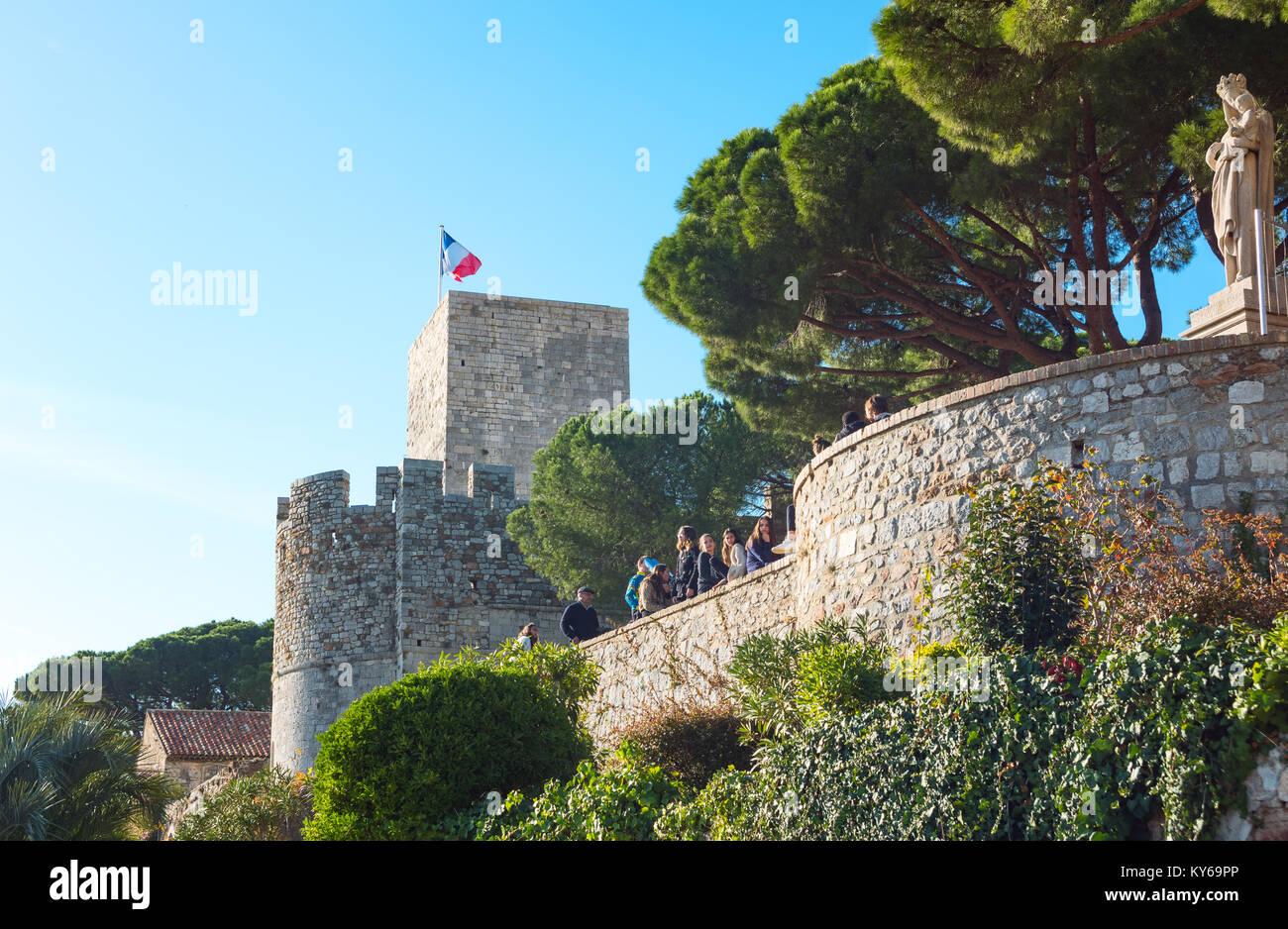 Cannes, France - November 21, 2017: The old Castle (La Castre) on the ...