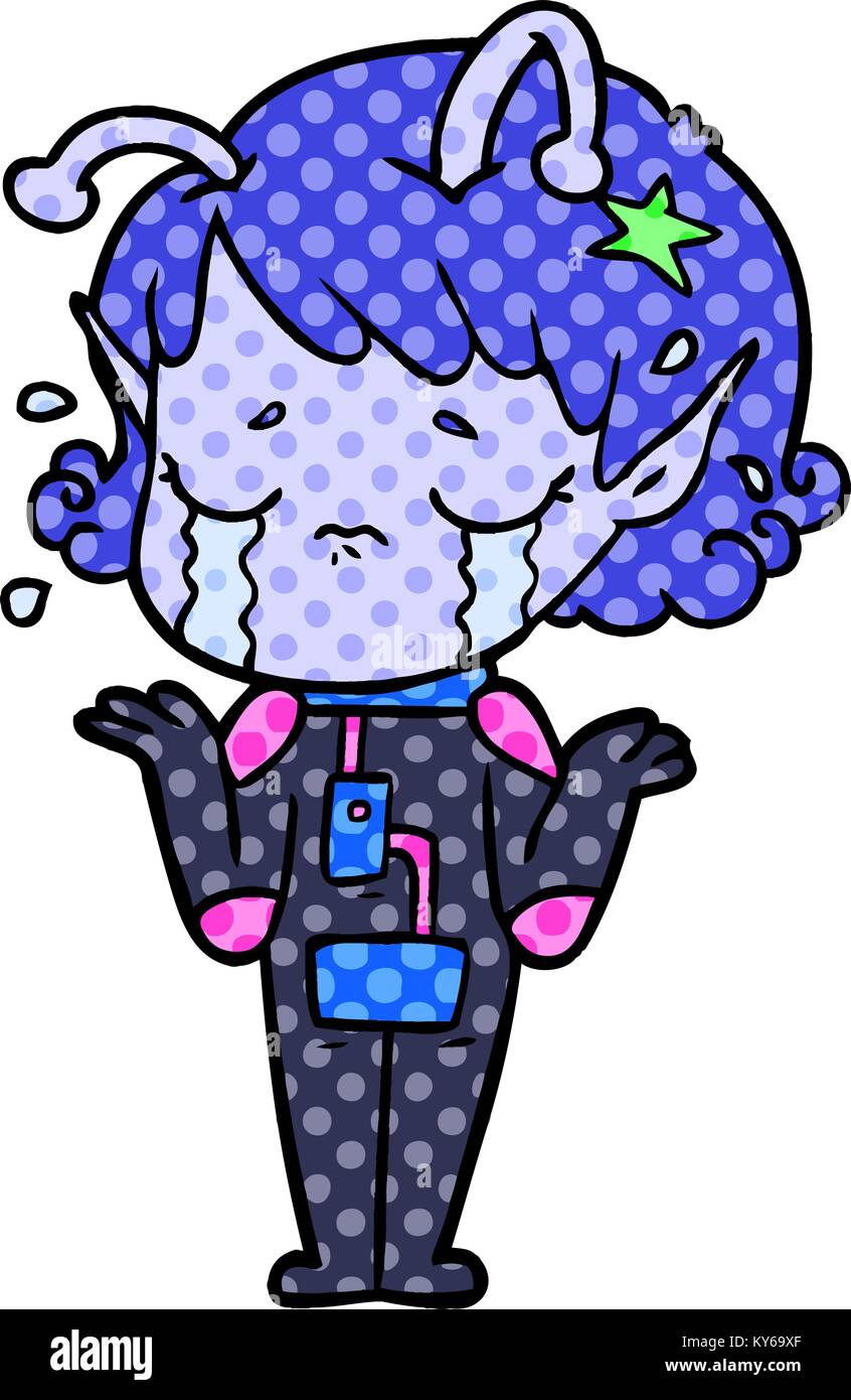 cartoon crying alien girl Stock Vector Image & Art - Alamy