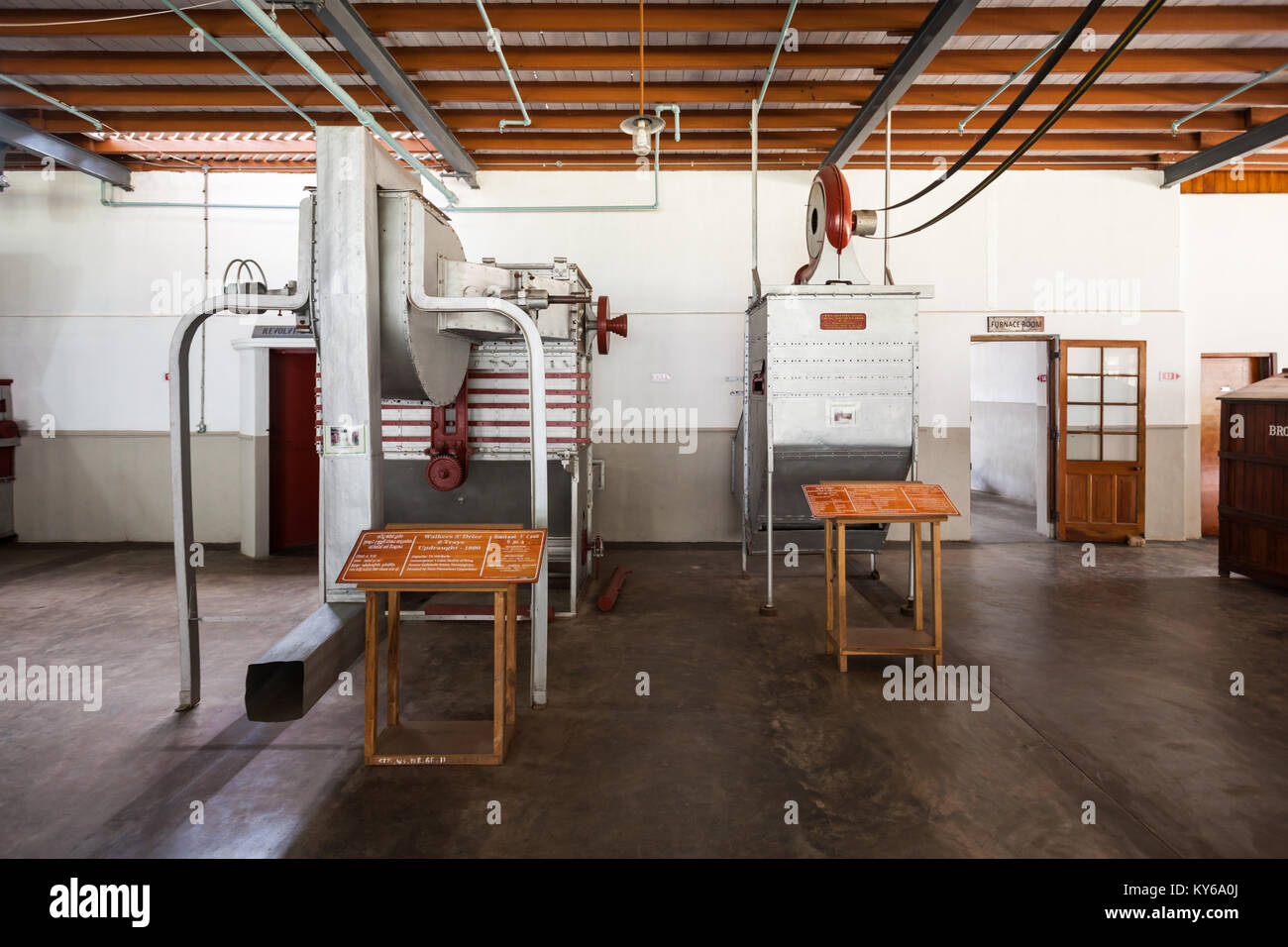 KANDY, SRI LANKA - FEBRUARY 19, 2017: Equipment inside the Ceylon Tea ...