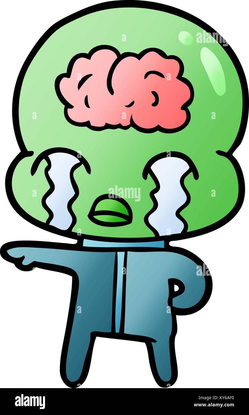 cartoon big brain alien crying Stock Vector Image & Art - Alamy