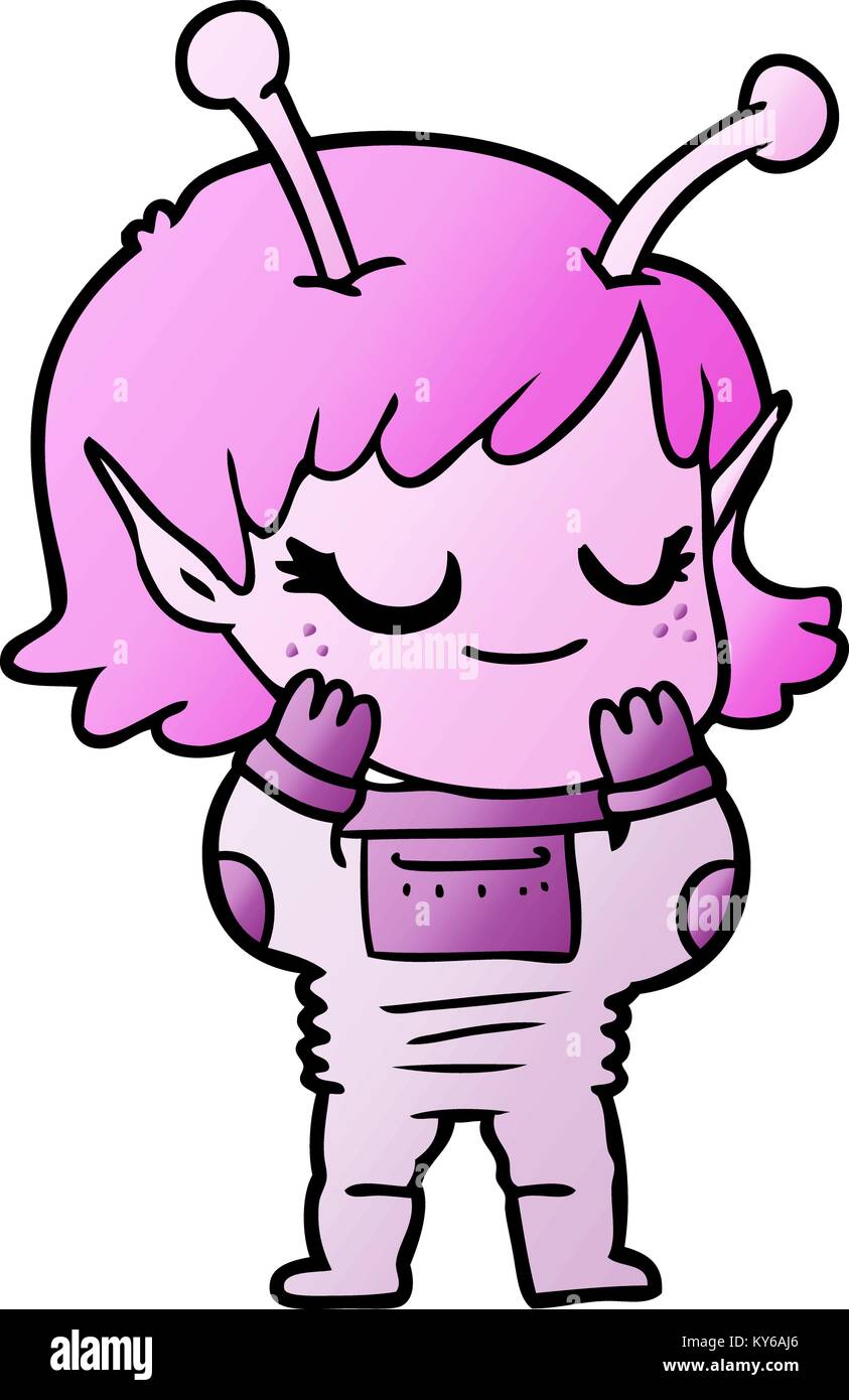 smiling alien girl cartoon Stock Vector Image & Art - Alamy