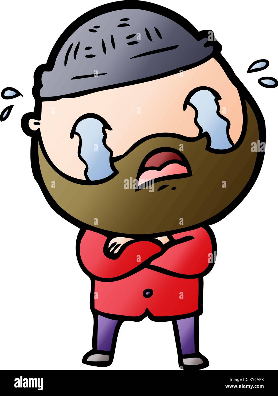 cartoon bearded man crying Stock Vector Image & Art - Alamy