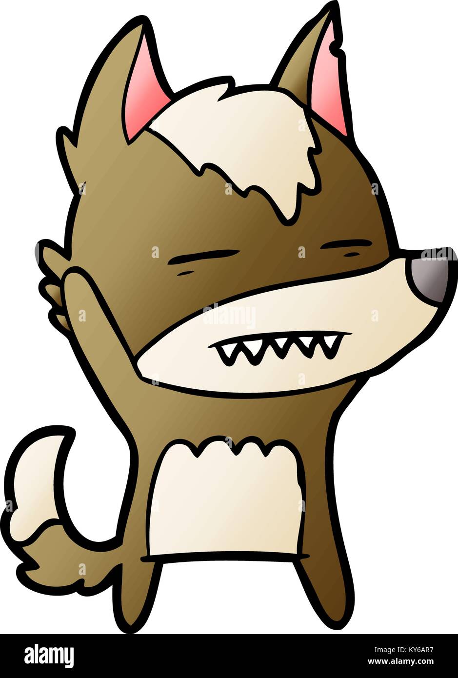 cartoon wolf waving showing teeth Stock Vector Image & Art - Alamy