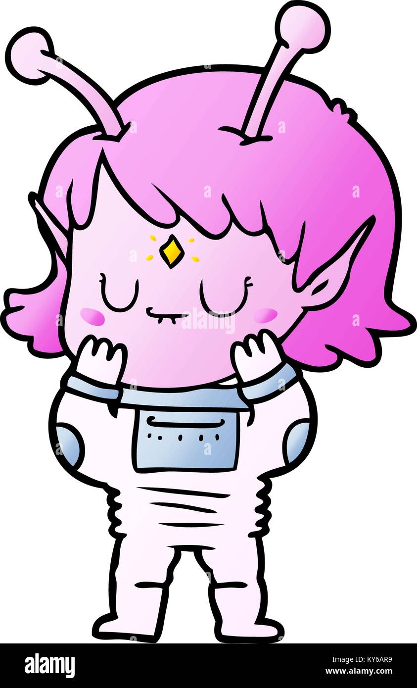 cartoon alien girl Stock Vector Image & Art - Alamy