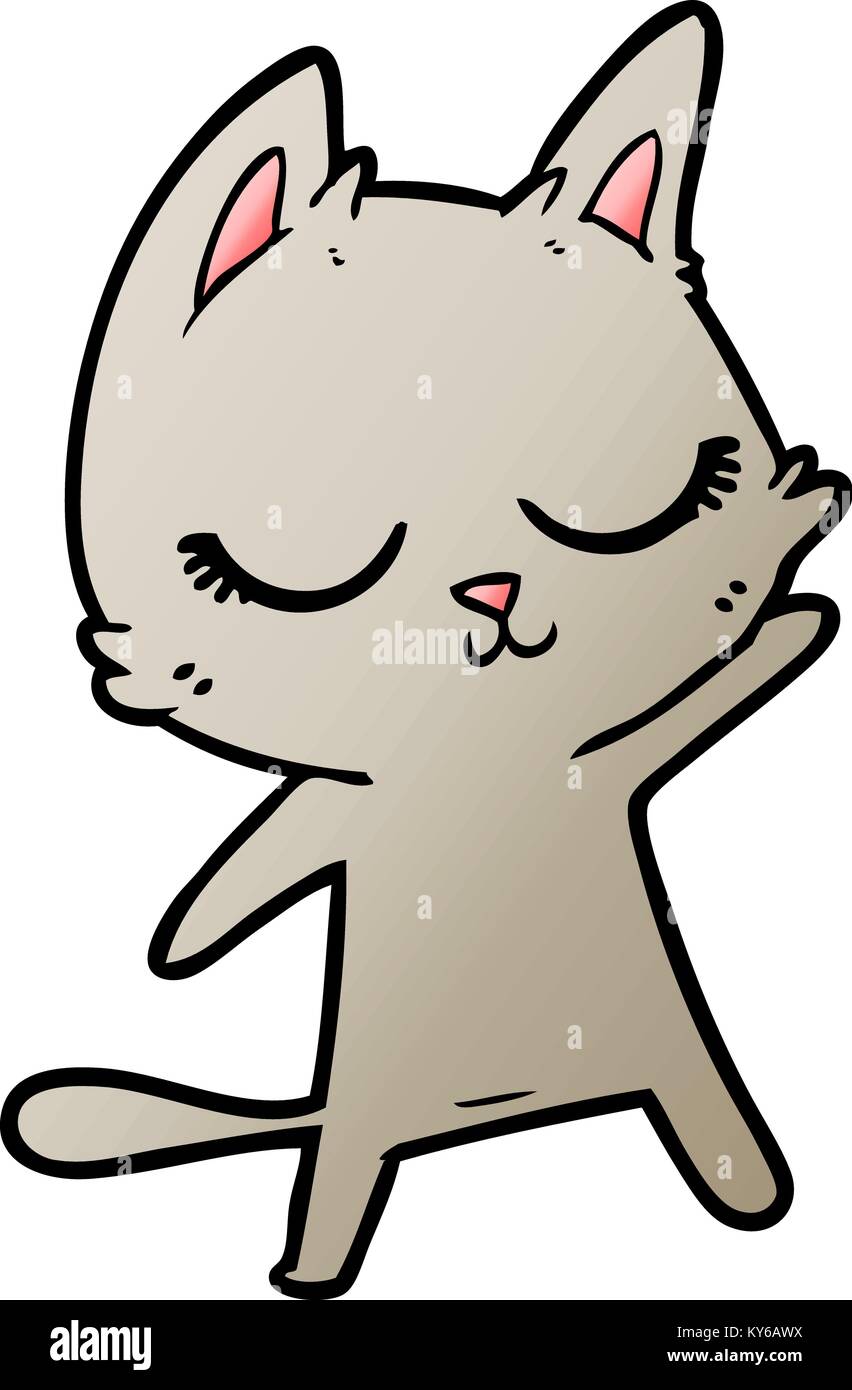 calm cartoon cat waving Stock Vector Image & Art - Alamy
