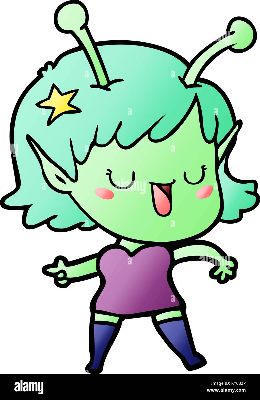 happy alien girl cartoon Stock Vector Image & Art - Alamy