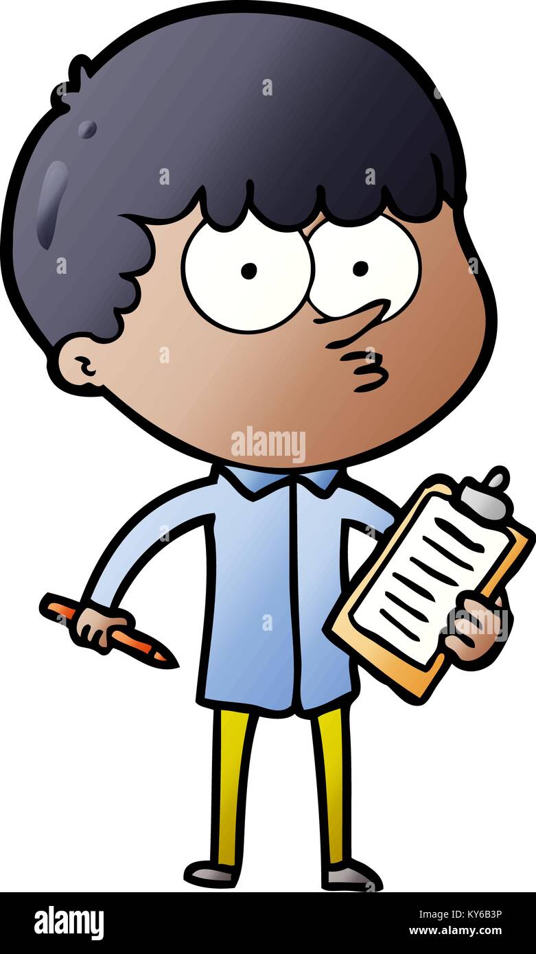 cartoon curious boy taking notes Stock Vector Image & Art - Alamy