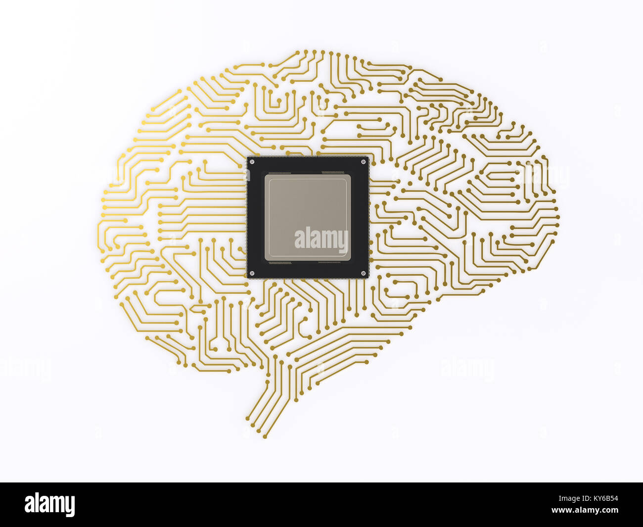 3d rendering cpu with ai circuit brain Stock Photo - Alamy