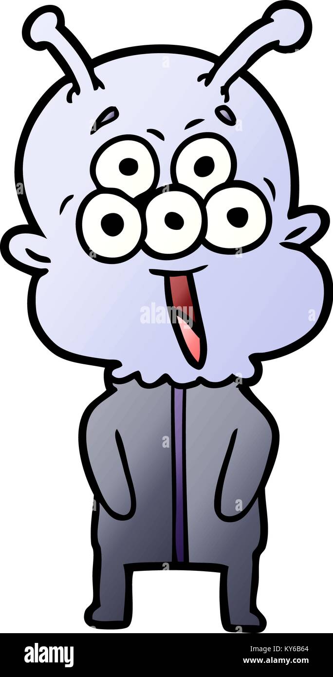 happy cartoon alien Stock Vector Image & Art - Alamy