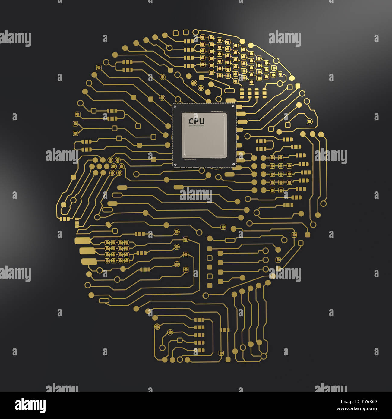 3d rendering cpu with ai circuit brain Stock Photo - Alamy