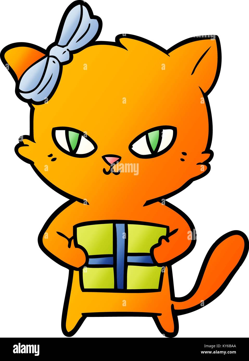 cute cartoon cat with present Stock Vector Image & Art - Alamy