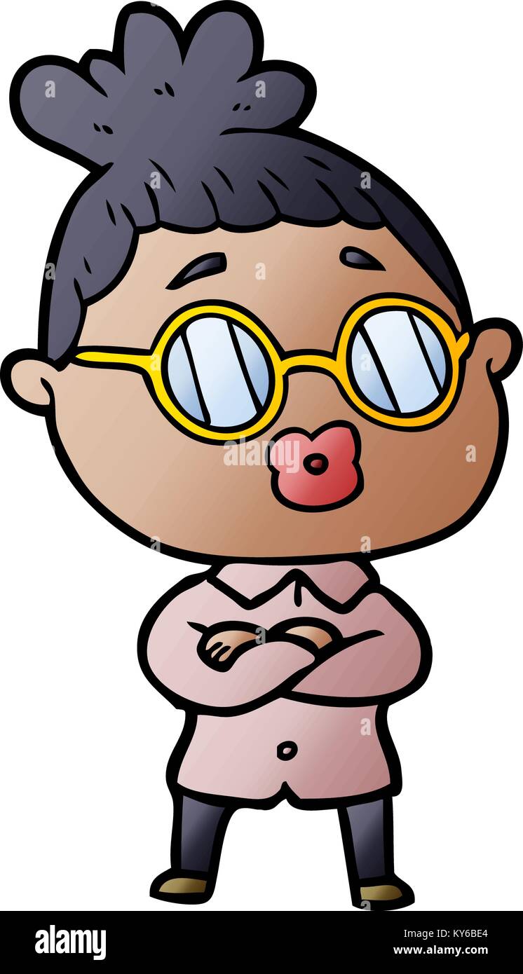 cartoon woman wearing spectacles Stock Vector Image & Art - Alamy